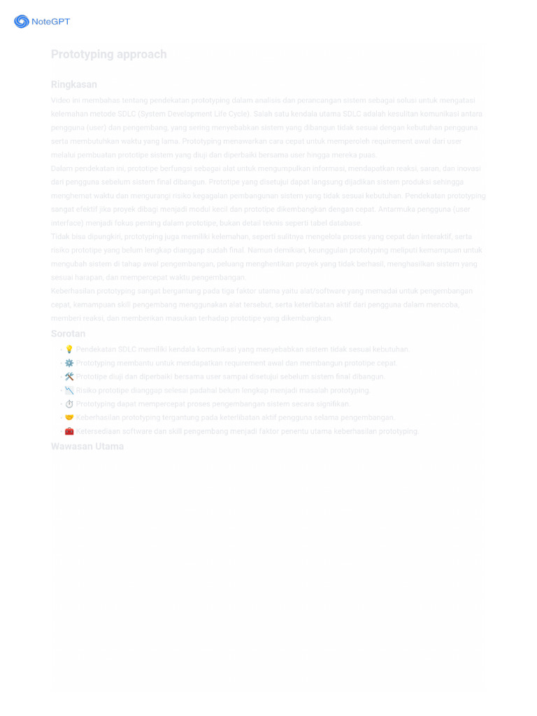 NoteGPT - Summary - Prototyping Approach | PDF