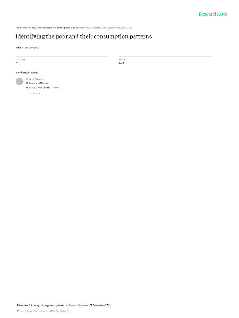 Identifying The Poor and Their Consumption Patterns | PDF