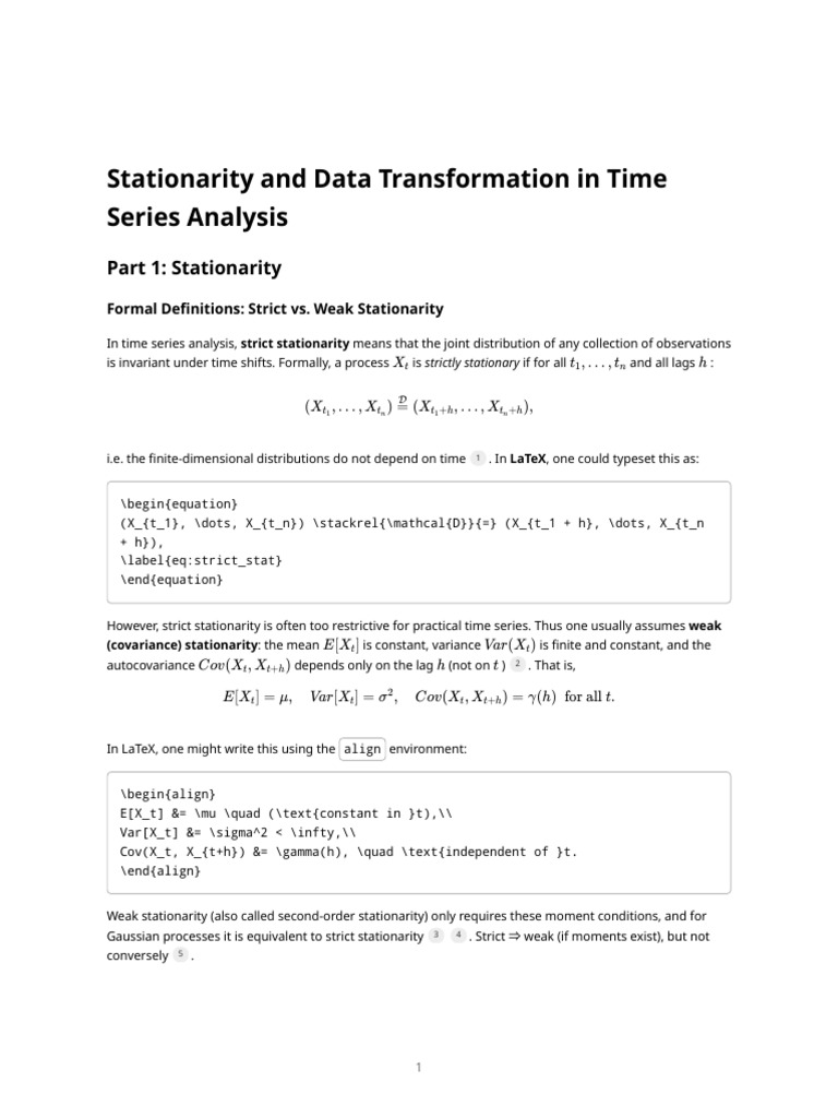 Stationarity and Data Transformation in Time Series Analysis | PDF | Stationary Process ...