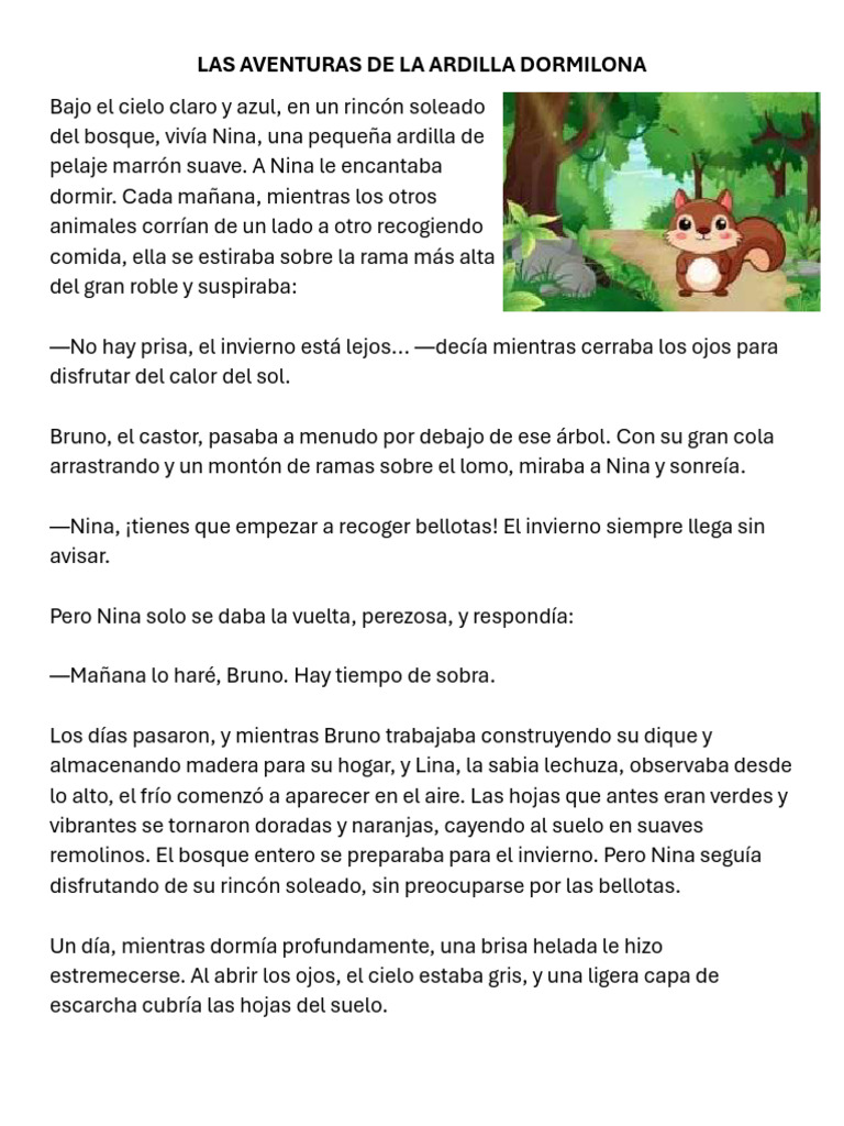Las Aventuras de La Ardilla Dormilona | PDF