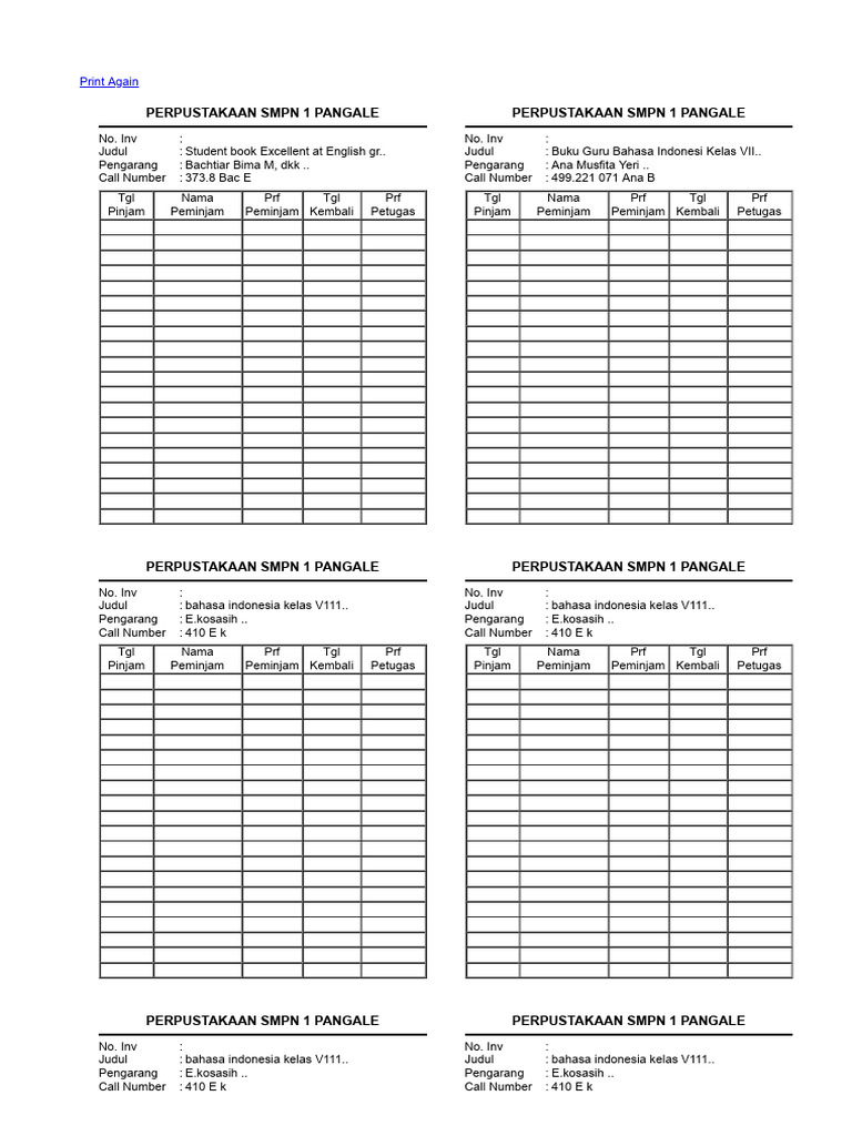 PERPUSTAKAAN SMPN 1 PANGALE - Sistem Manajemen Perpustakaan Senayan 2 | PDF