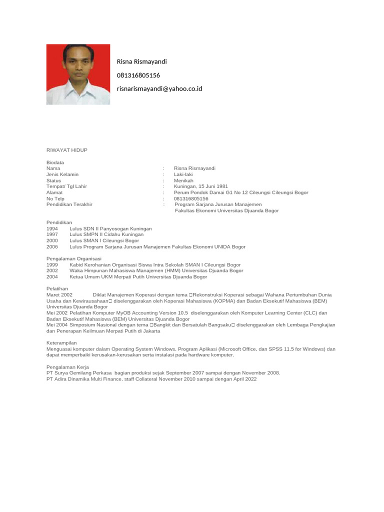 Riwayat Hidup Risna | PDF