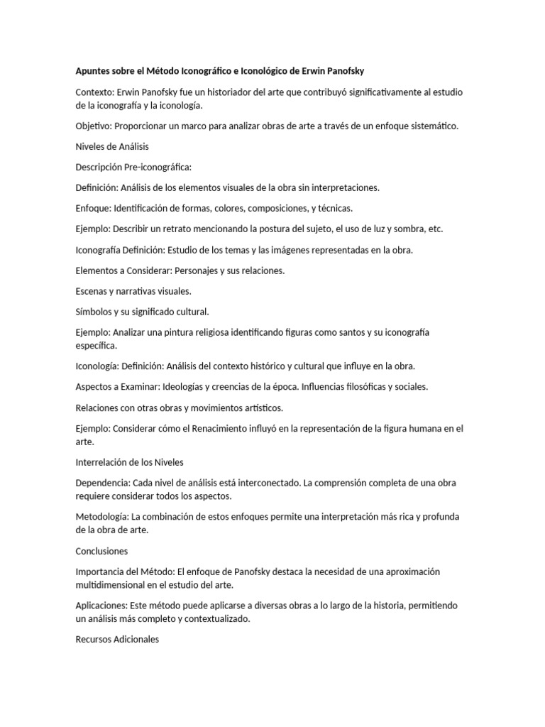 Apuntes Sobre El Método Iconográfico e Iconológico de Erwin Panofsky ...