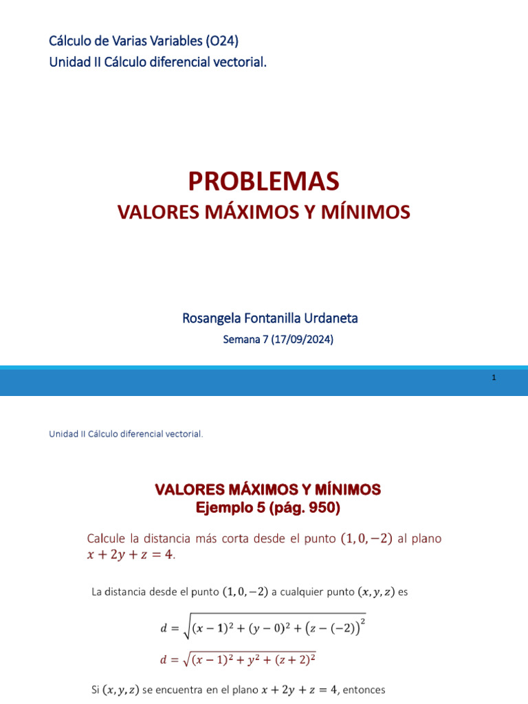 O240918 II-6 Problemas Máximos y Mínimos | PDF | Cálculo | Calculo diferencial