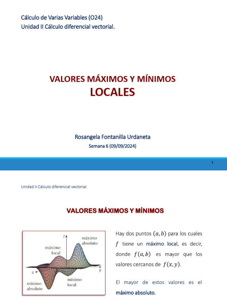 O240909 II-3 Valores Máximos y Mínimos Locales | PDF | Calculo ...