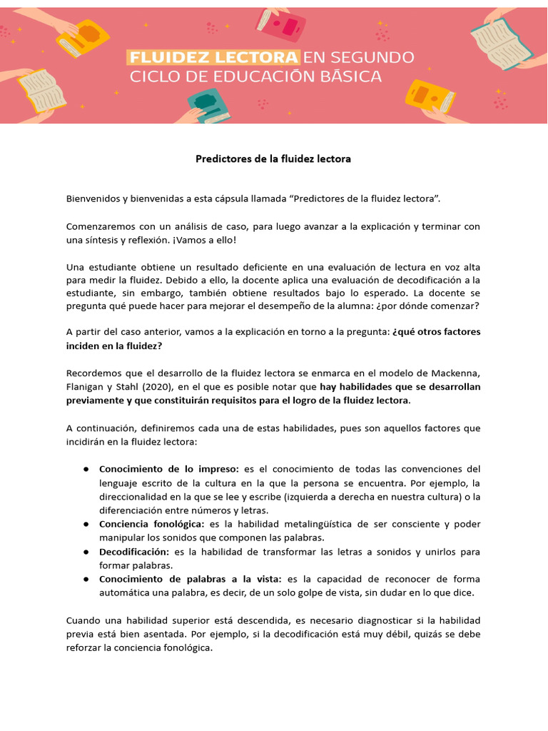 Predictores de La Fluidez Lectora | PDF | Aprendizaje | Cognición