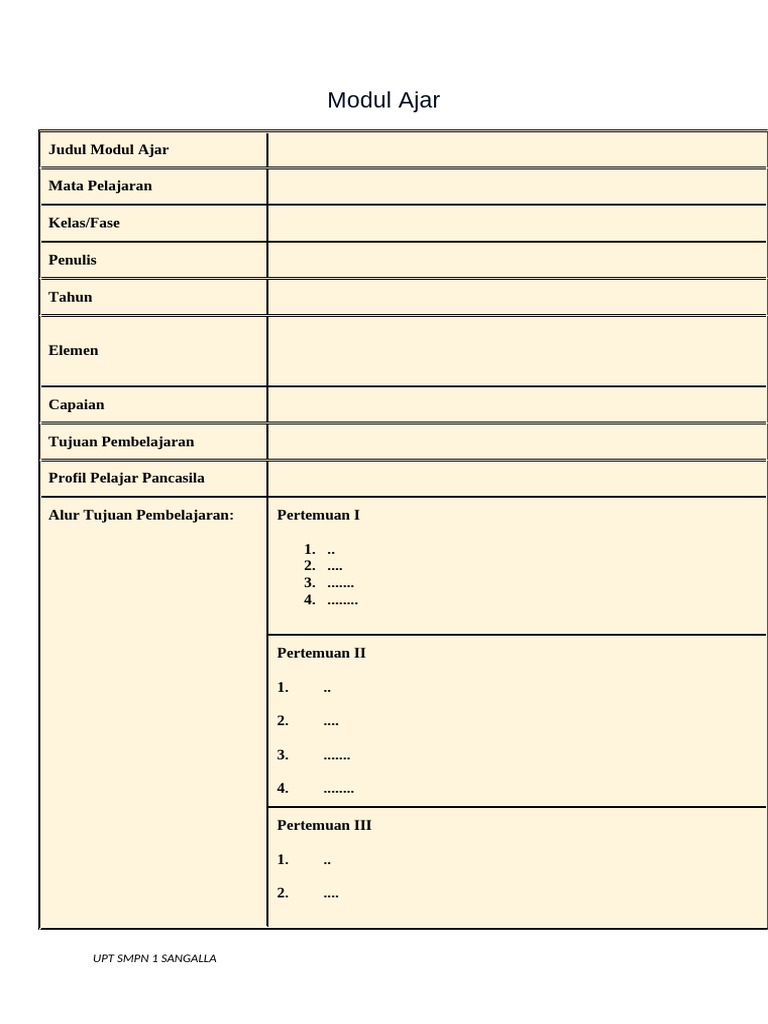 Contoh Form Modul Ajar Sederhana | PDF