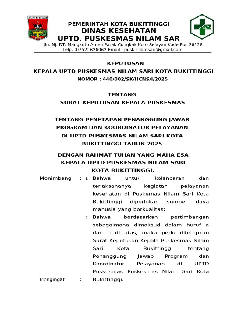 SK Pemegang Program 2025 | PDF