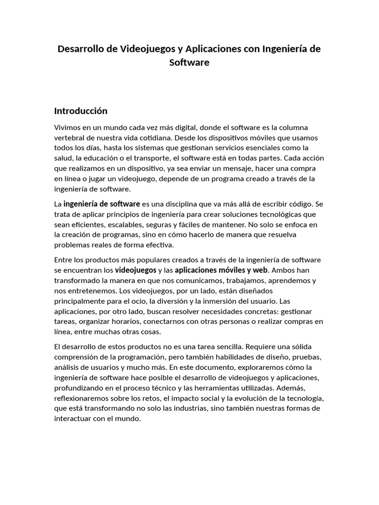 Desarrollo de Videojuegos y Aplicaciones Con Ingeniería de Software ...