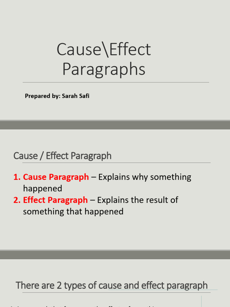 Cause and Effect Paragraph | PDF | Sentence (Linguistics) | Traffic ...