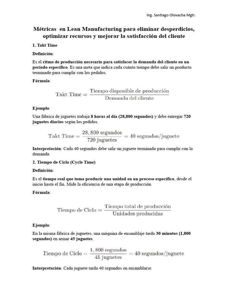 Métricas en Lean Manufacturing | PDF | Economias | Producción y fabricación