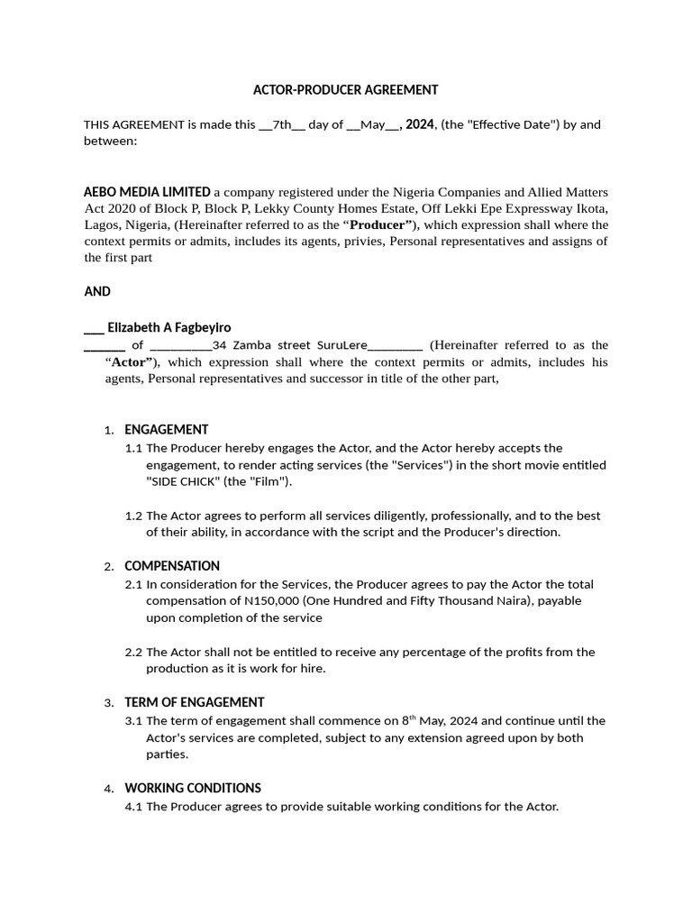 Actors Agreement | PDF | Government | Justice