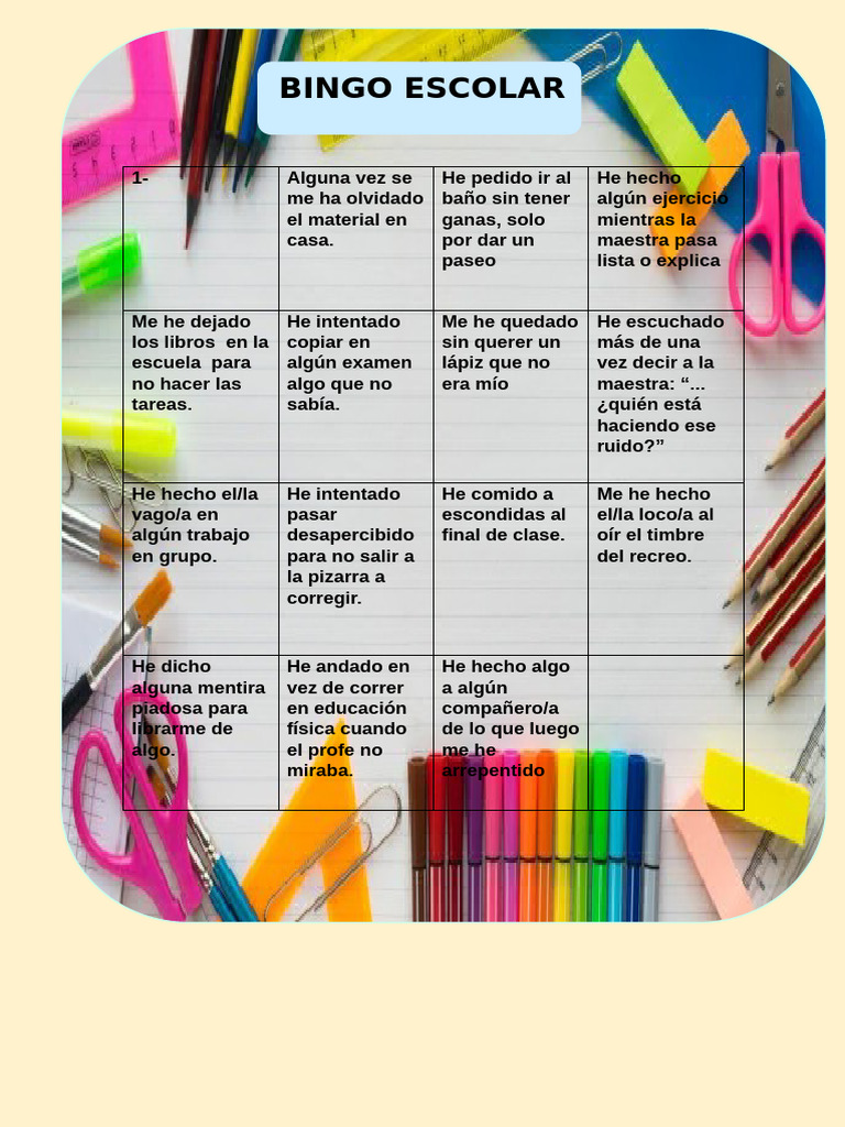 Bingo Fin de Curso Editable | PDF