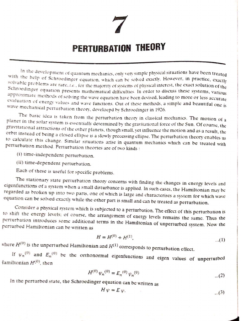 Perturbation theory for 2 semester pg students | PDF