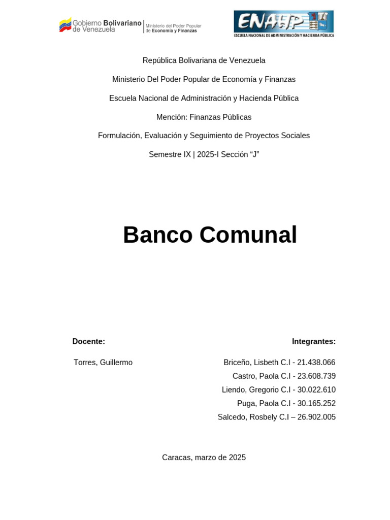 Funcionamiento del Banco Comunal en Venezuela | PDF | Bancos | Venezuela