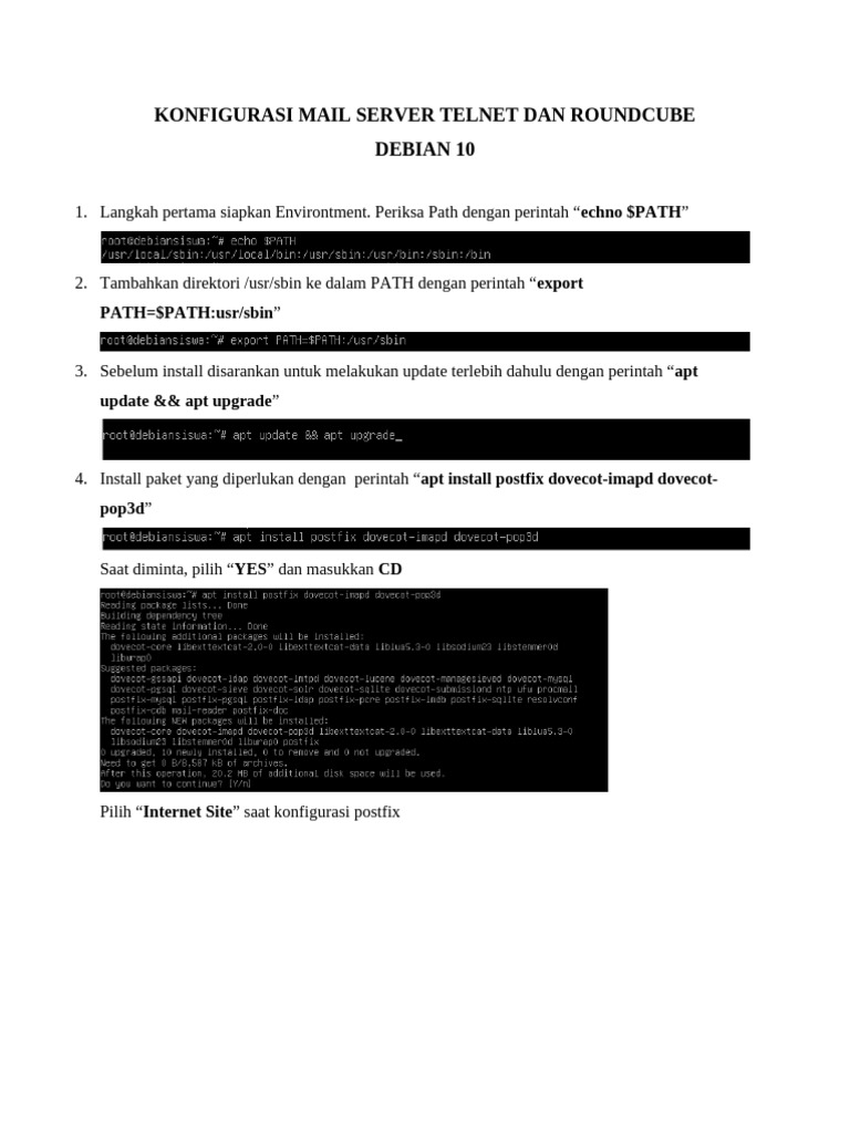 Konfigurasi Mail Telnet Dan Roundcube | PDF