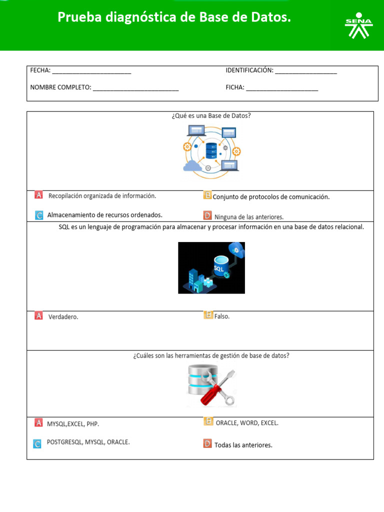 Prueba Diagnóstica de Base de Datos | PDF | Bases de datos | Mi sql