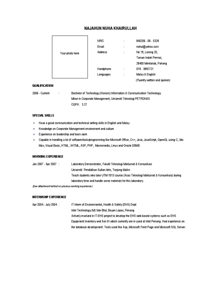 Contoh Resume | PDF | Art | Computers