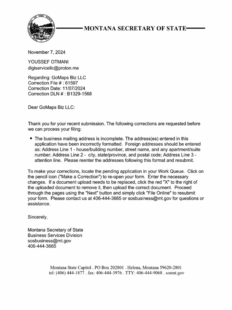 Correction Letter - 16322040 | PDF