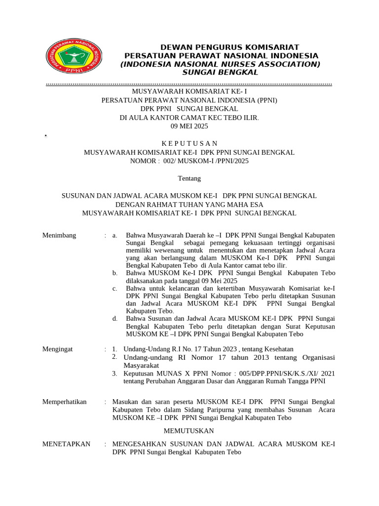 SK Jadwal DPK OKK | PDF