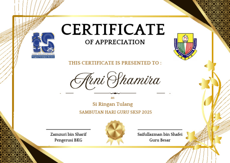 Gold and White Elegant Appreciation Certificate | PDF