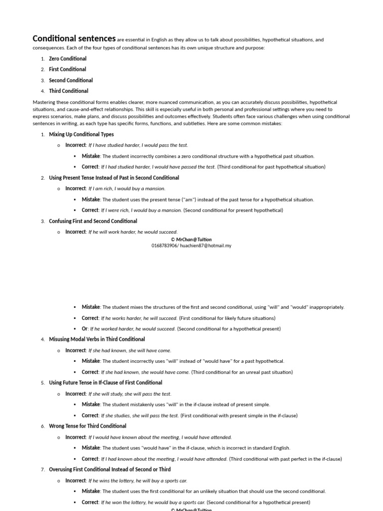 Types of Conditional sentences | PDF | Syntax | Linguistic Morphology