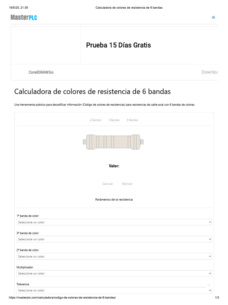Calculadora de Colores de Resistencia de 6 Bandas | PDF | Resistor ...