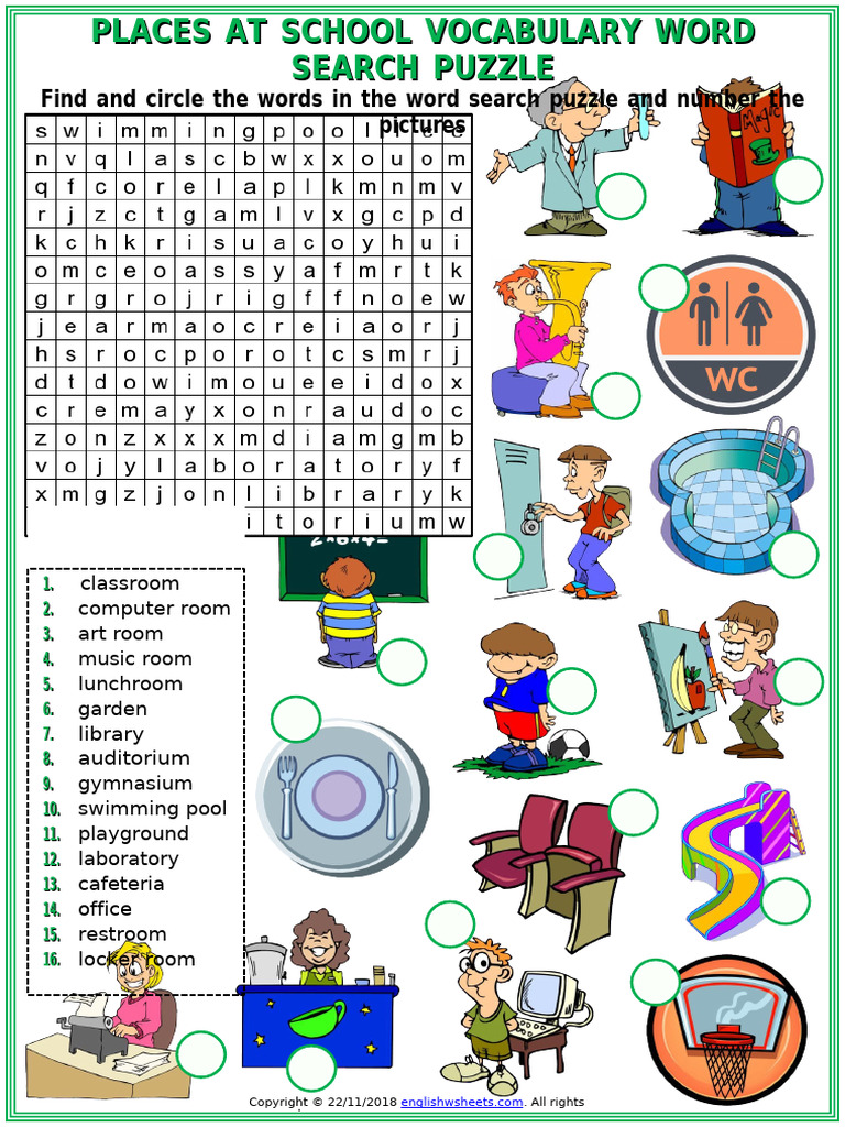 School Places Vocabulary Worksheet | PDF