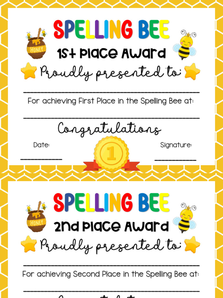 Spelling Bee Awards Certificates | PDF