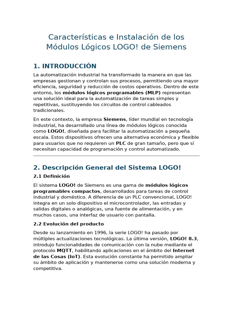 Módulos Lógicos LOGO 1 | PDF | Controlador lógico programable ...