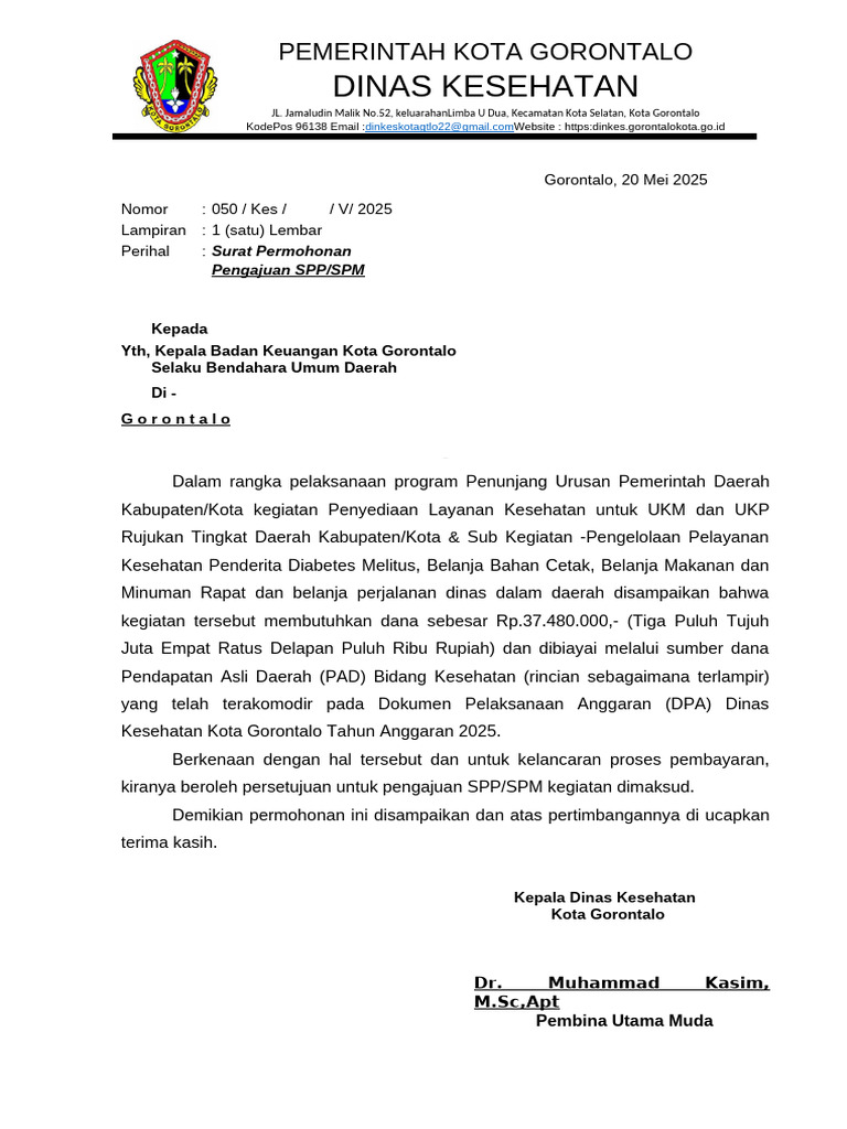 Surat Pengajuan SPM PTM | PDF