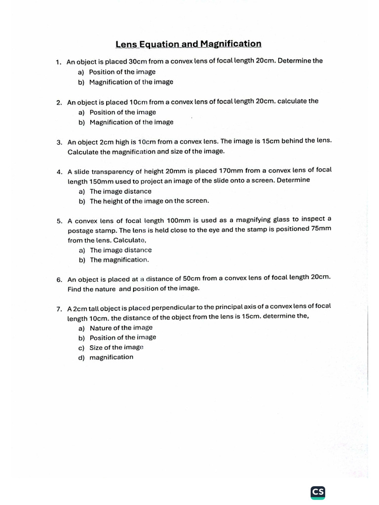 Lens Eqn and Magnification | PDF