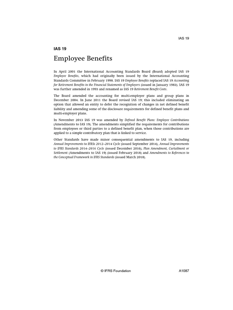 IFRS_Blue_Book__IAS_19__Employee_Benefits | PDF | International ...