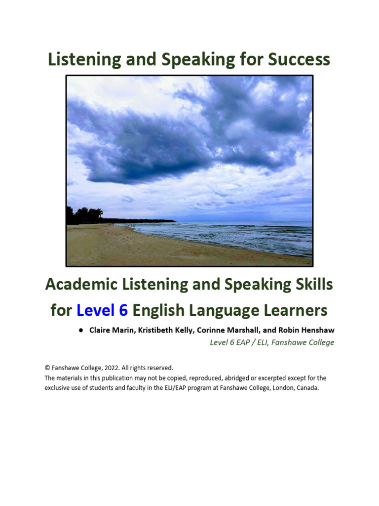 Academic Listening and Speaking Skills For English Language Learners ...