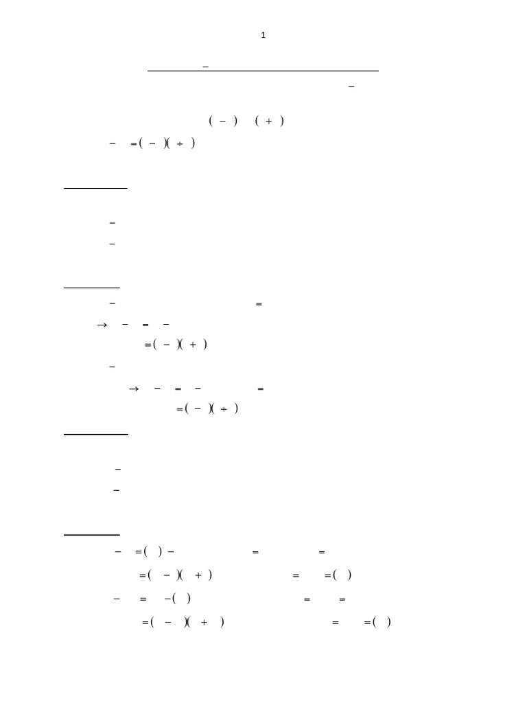Algebra - Difference of Two Squares | PDF | Factorization | Elementary ...