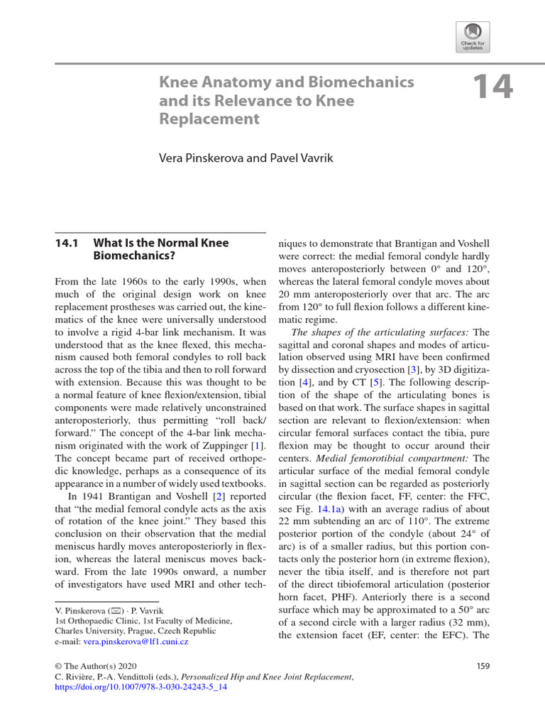 Knee Anatomy and Biomechanics and Its Relevance To Knee Replacement ...
