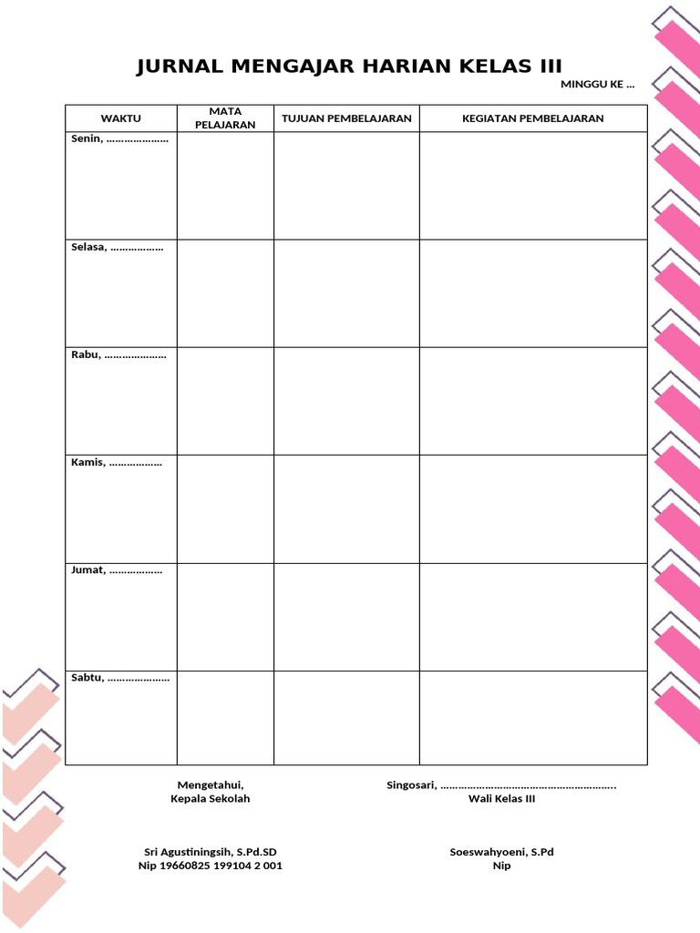 Jurnal Mengajar Harian Kelas Iii | PDF