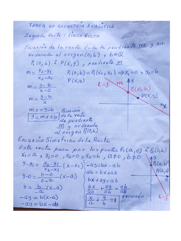 Geometría Hojas de Explicación de Tema: Linea Recta | PDF