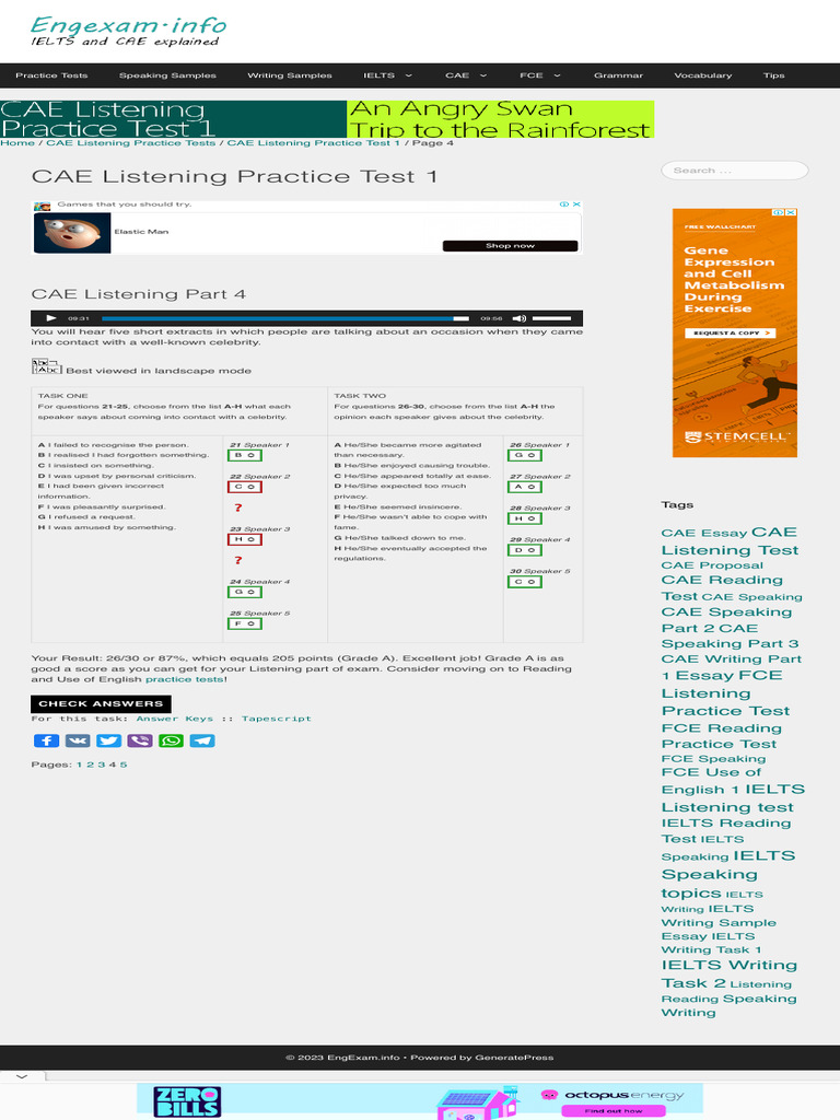 CAE Listening Practice Test 1 | PDF | International English Language ...