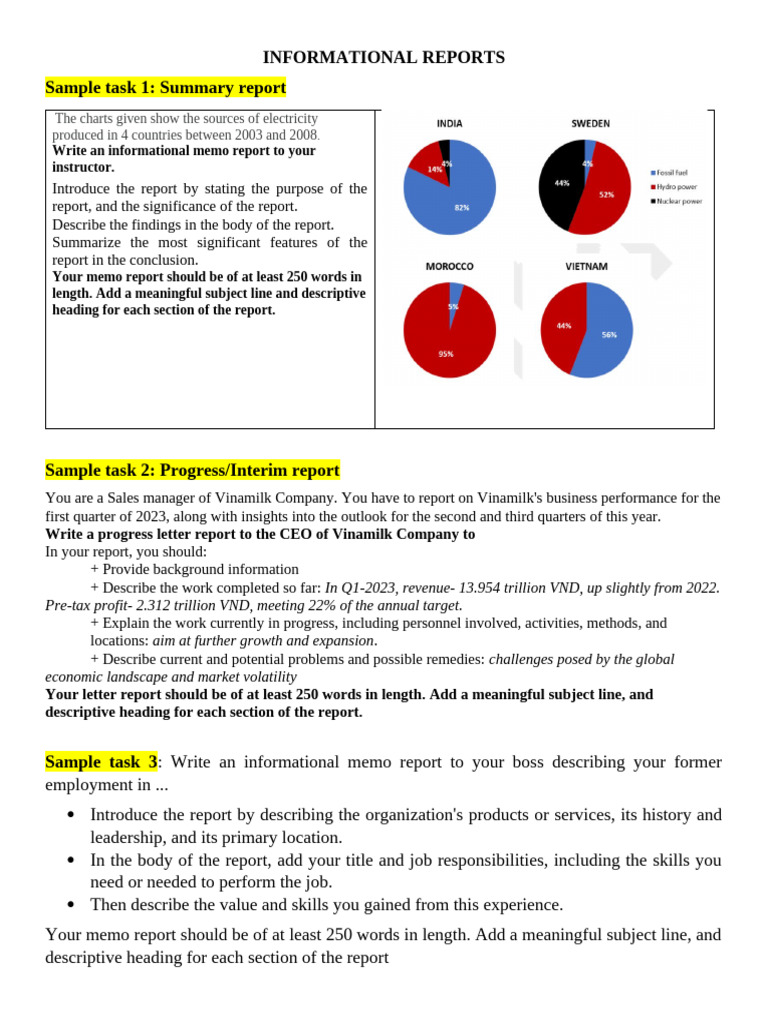 Chapter 9 - Practice On Informational & Analytical Reports - Sts | PDF