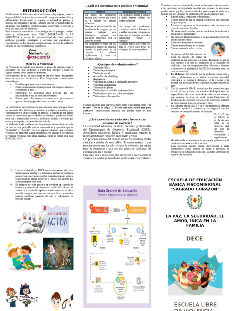 Triptico Escuela Libre de Violencia 2025 Dece Ovp | PDF | Violencia | Escuelas
