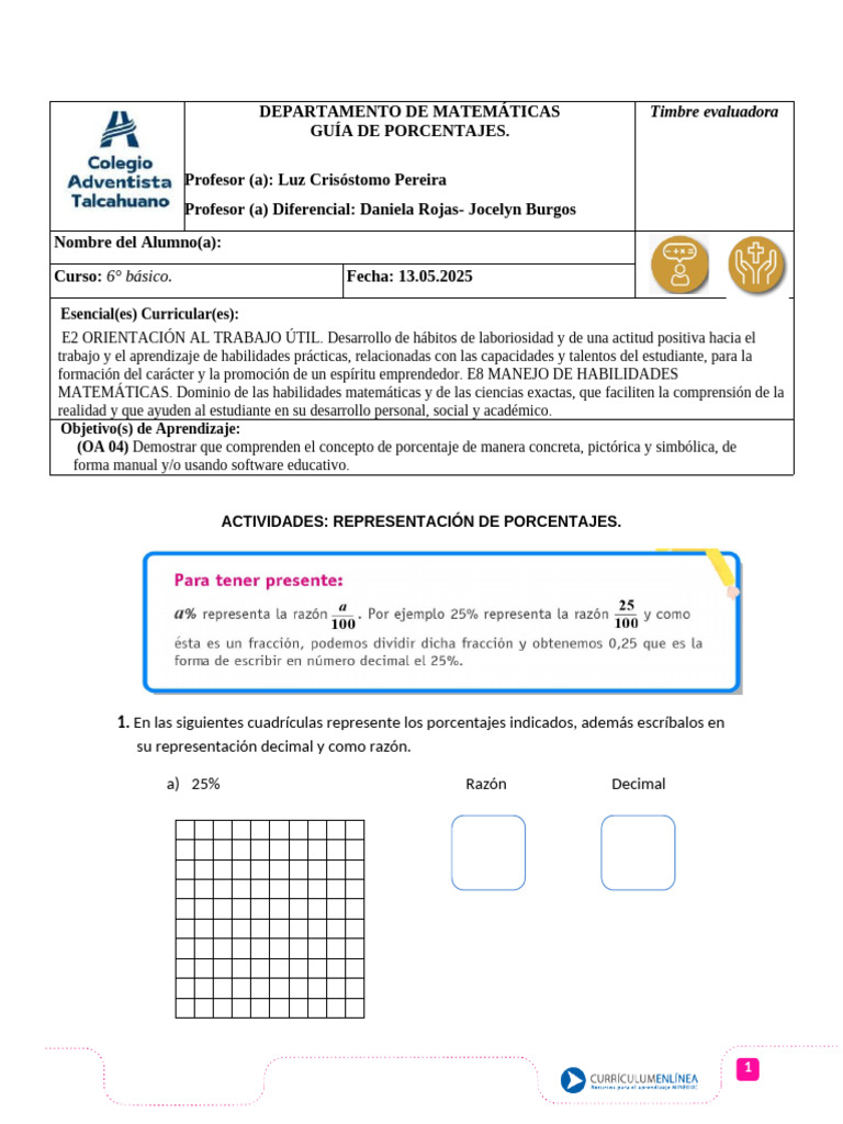 Porcentajes 6 Basico | PDF | Maestros | Cognición