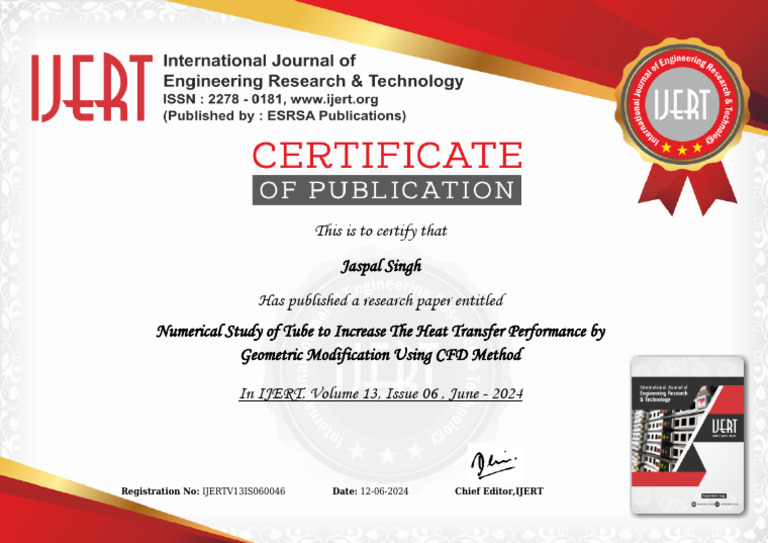 Certificate For Ijert | PDF