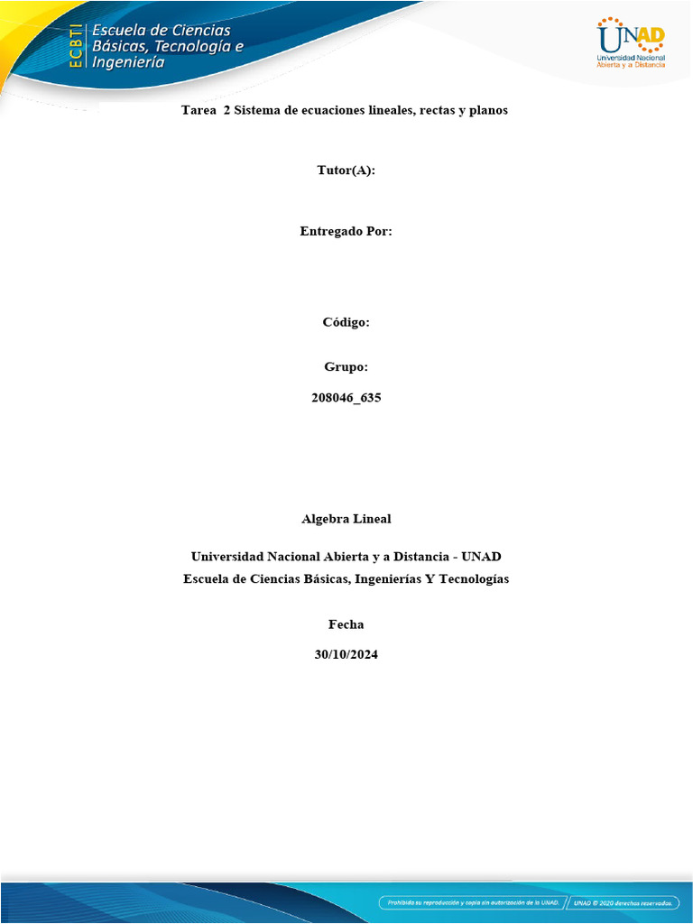 Tarea2_Algebra lineal | PDF | Ecuaciones | Sistema de ecuaciones lineales