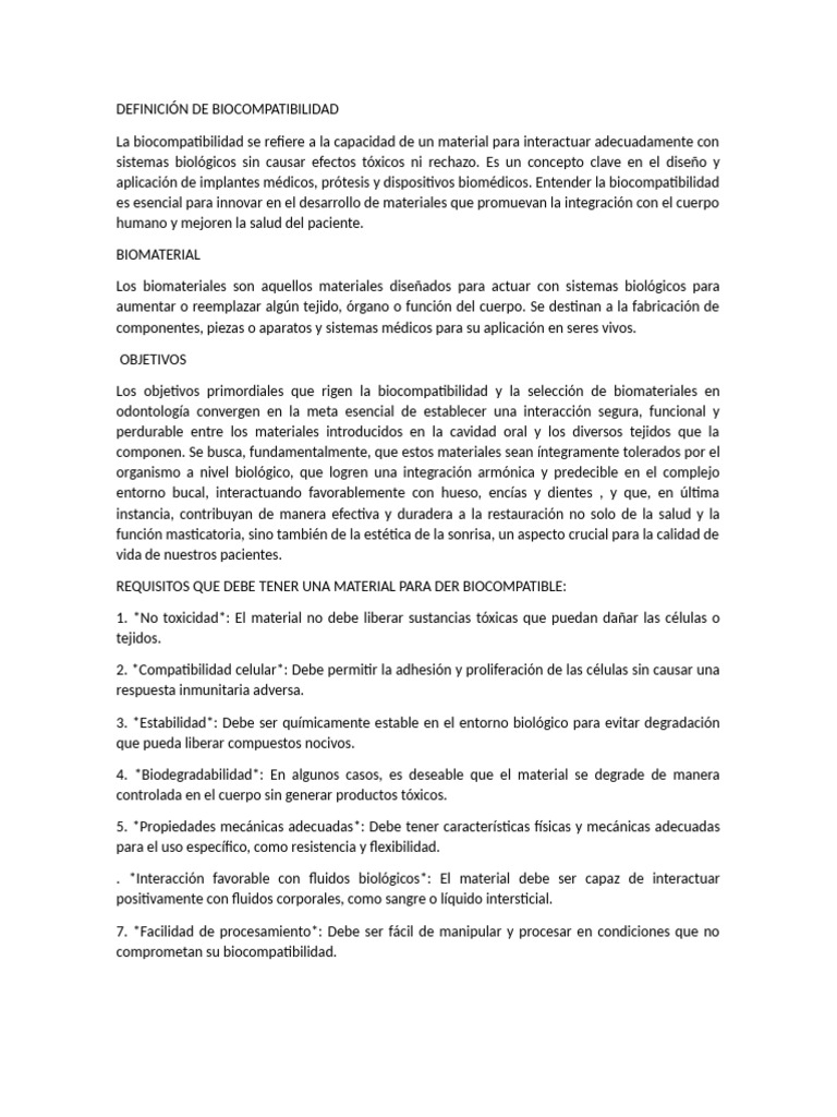 Definición y Evaluación de Biocompatibilidad | PDF | Biomaterial | Alergia