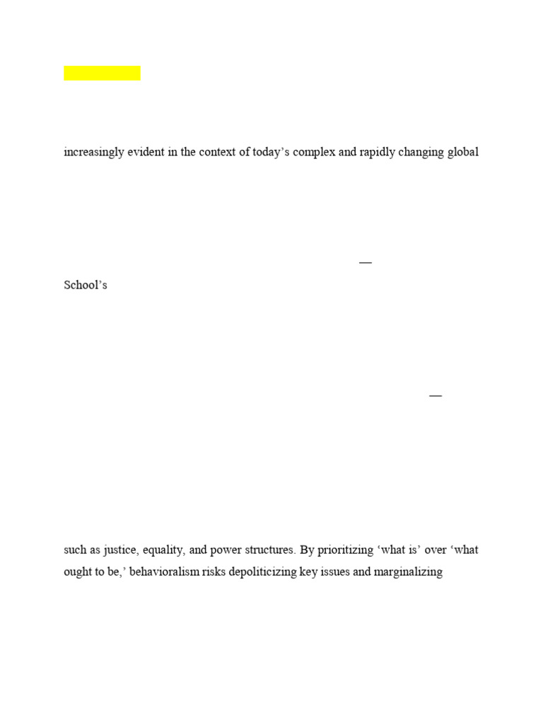 Limitations of Behavioralism in Politics | PDF | Political Science ...