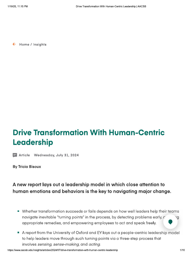 Drive Transformation With Human-Centric Leadership | PDF