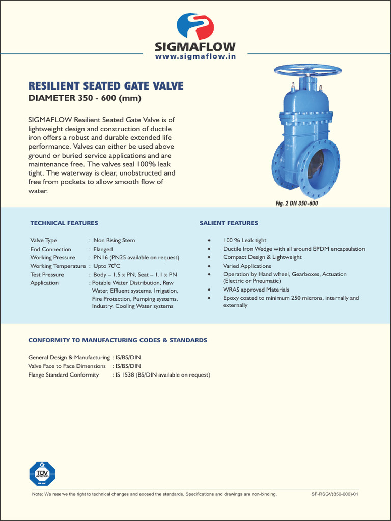 Resilient Seated Gate Valve 350-600 | PDF | Valve | Building Engineering