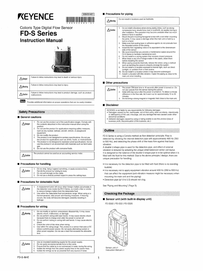 FlowMeterCoriolis FD S - Keyence | PDF