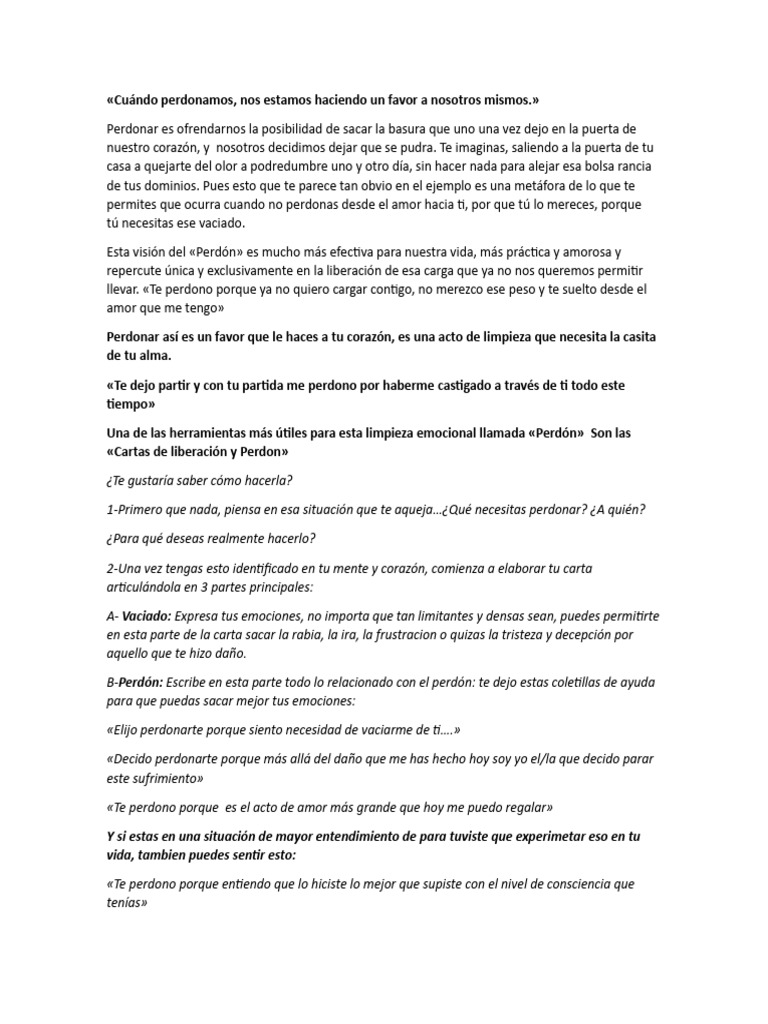 Carta de Perdon y Liberaciòn | PDF | Amor | Perdón